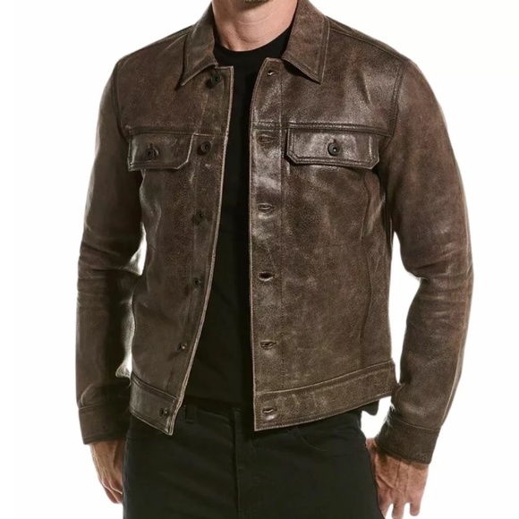 John Varvatos | Jackets & Coats | John Varvatos Saul Leather Trucker ...